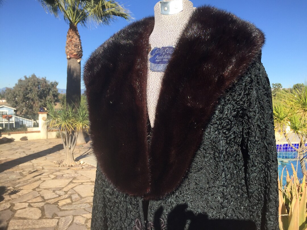 Silk Ribbon Soutache Evening Coat With Sable Shawl Collar by Garfinkel ...