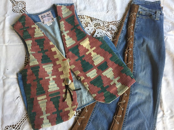 Famous JENSEN SMITH Kilim Cowboy Vest Size Medium Heavy Duty - Etsy