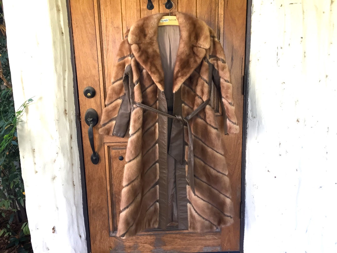 Mink Panel Coat in Rare Length Vibrant Mink Milk Chocolate Hue Size ...
