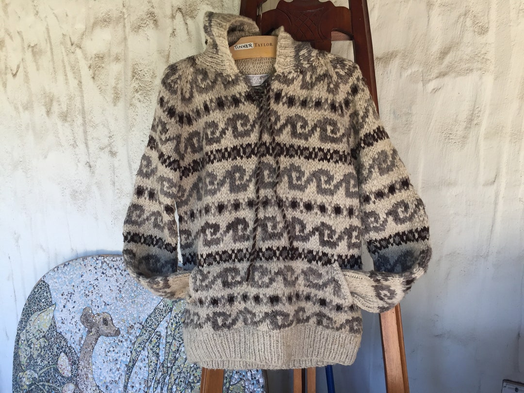 HANDKNIT CHUNKY WOOL Ecuador Surfer Marilyn Monroe Sweater Size Medium ...