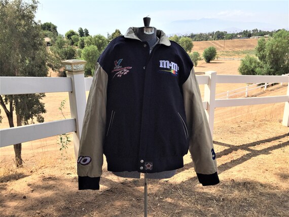 JH DESiGN NASCAR Varsity Jacket XL with Ivory Leather… - Gem