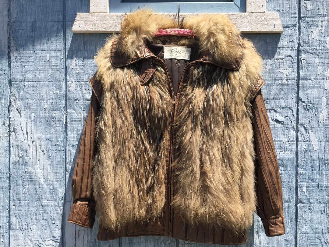 THORPE Fine FURS Since 1890 Embossed Leather and Racoon? Fox? Coyote ...