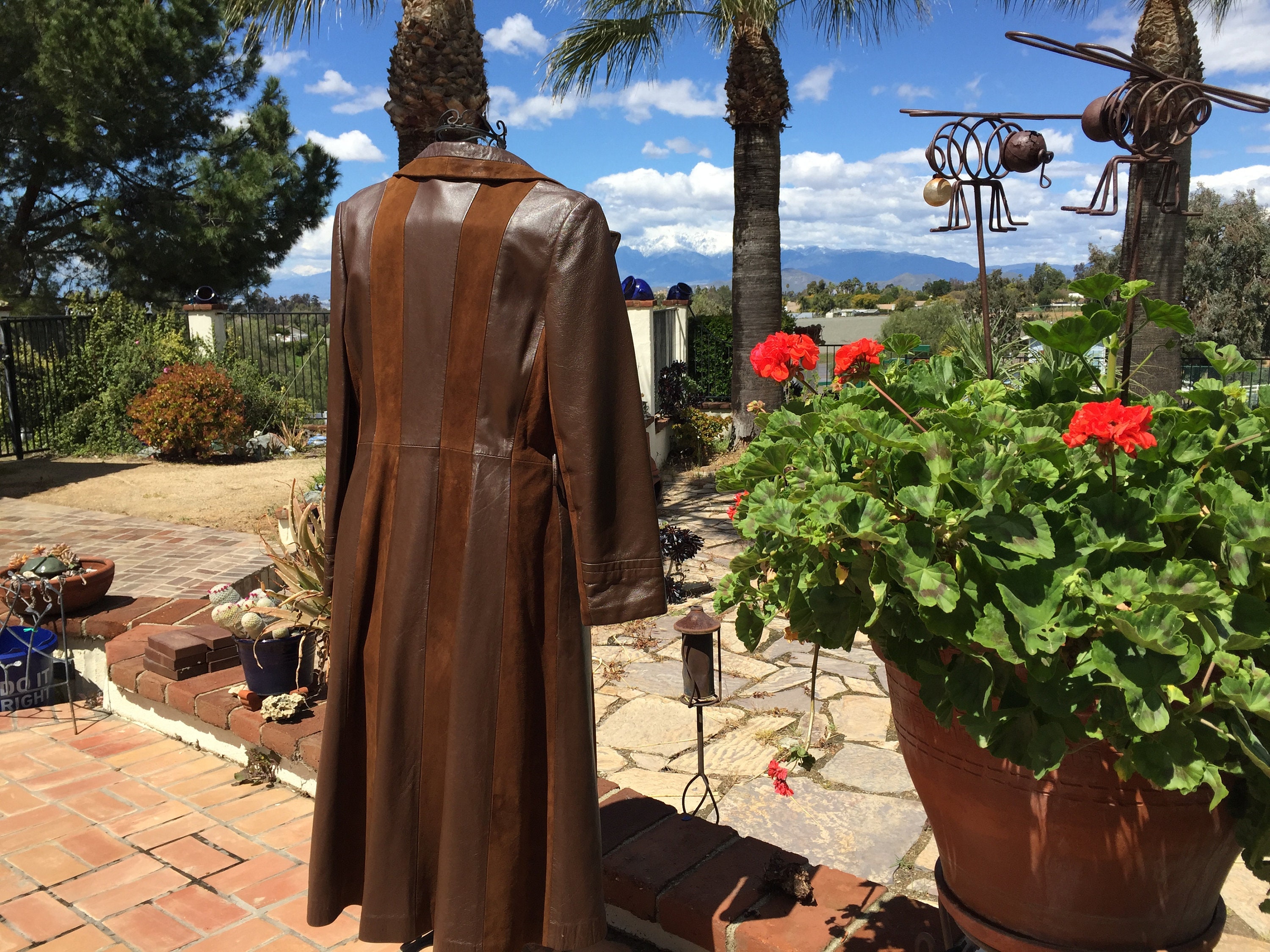 Peter Caruso Famous Designer Milk Chocolate Leather & Suede Panel Coat ...