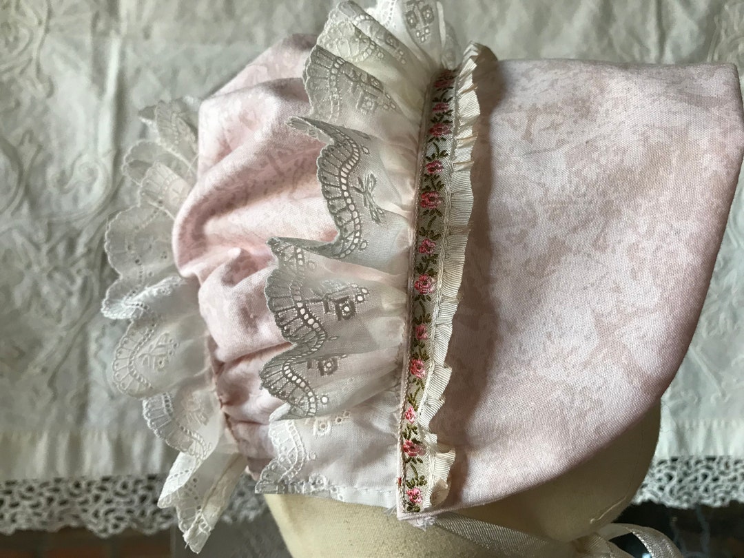Hand Made Little Girls Bonnet in Fine Cotton Shadow Batiste Imported ...