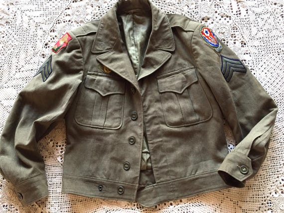 Rare 1940s Ike Eisenhower Military Jacket in Size 36R… - Gem