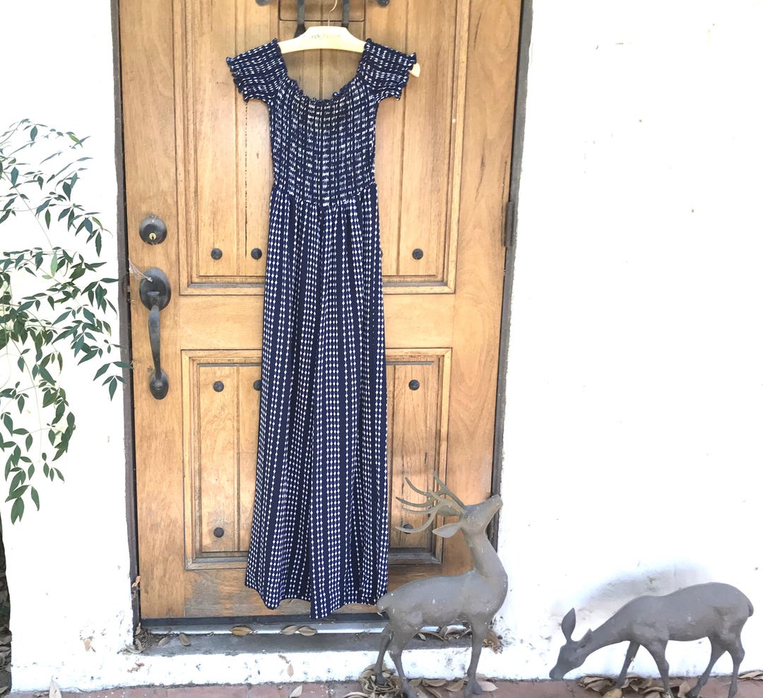 Stretch Bodice Sun Dress Jumper Gathered Elastic Bodice Size Medium ...