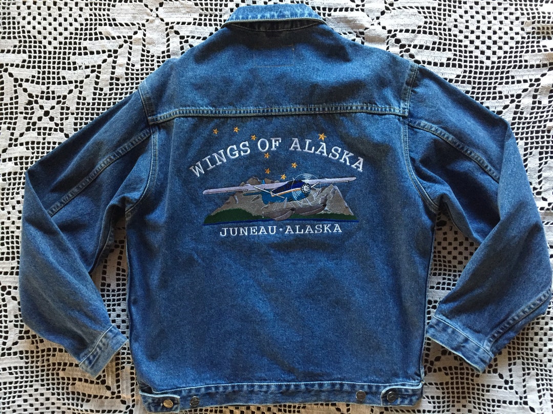 EMBROIDERED Denim Trucker Jacket by Port Authority Size Small to Medium ...