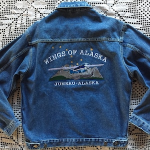 EMBROIDERED Denim Trucker Jacket by Port Authority Size Small to Medium ...