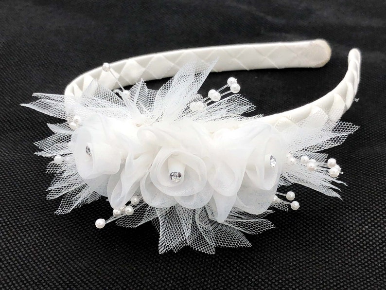 White Bridal Silk Headband First Holy Communion Headband - Etsy