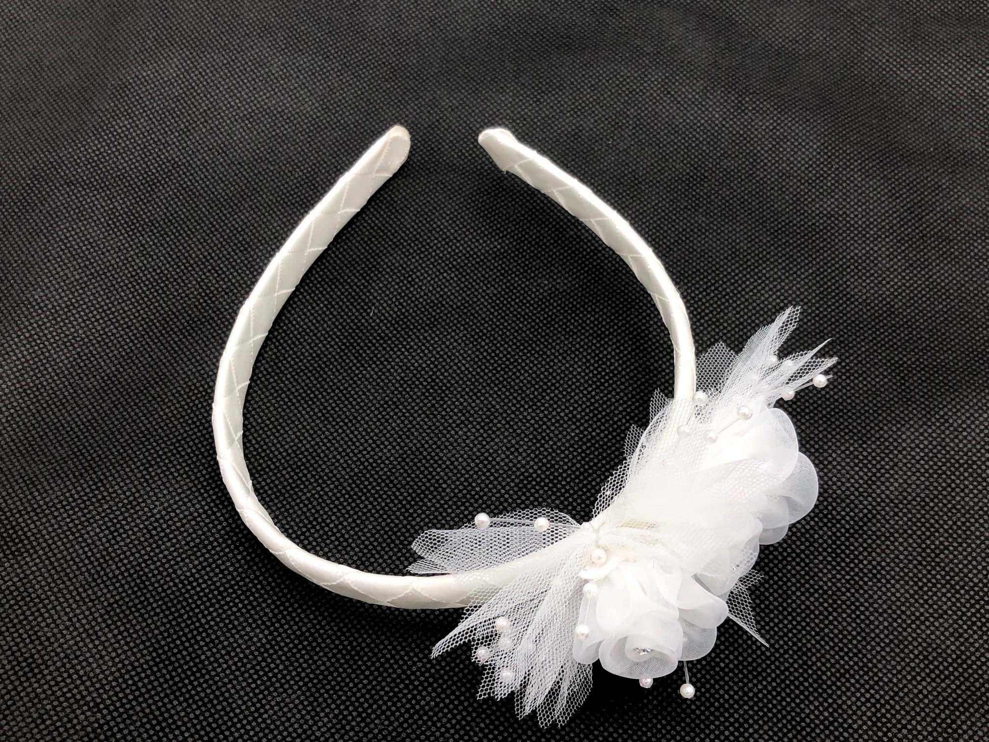 White Bridal Silk Headband First Holy Communion Headband | Etsy