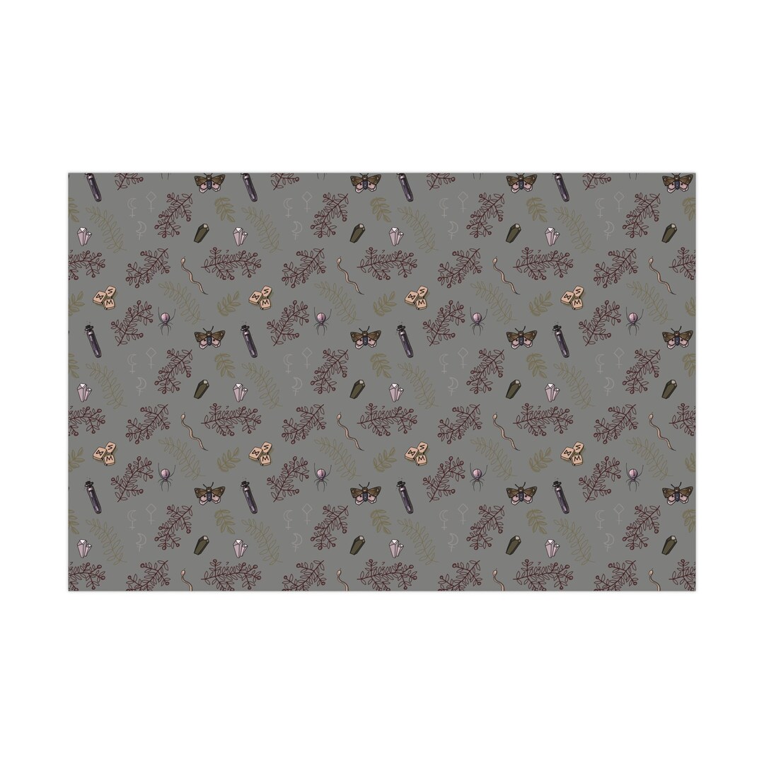 Halloween Witchy Patterned Wrapping Paper, Eco Friendly Goth Gift Paper ...