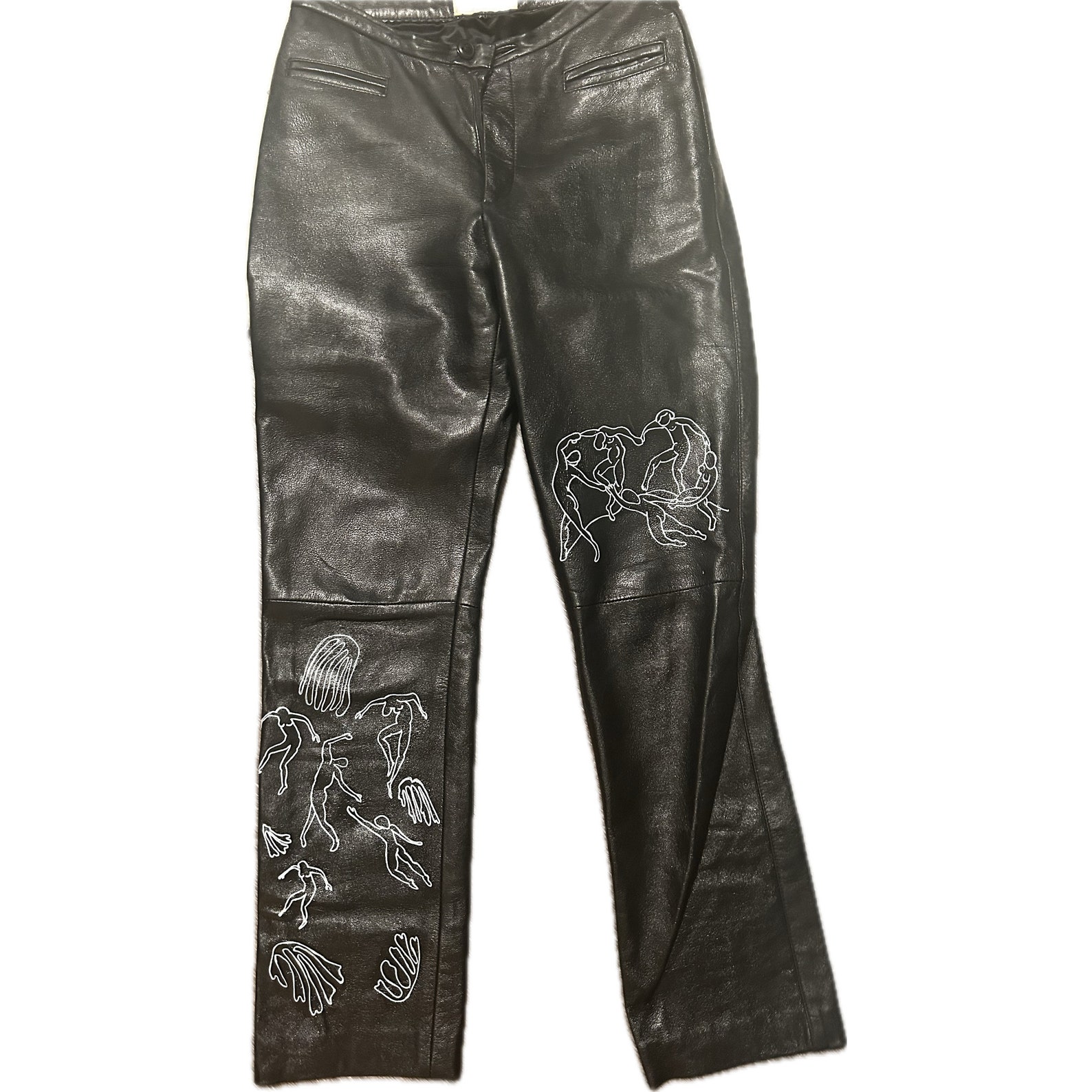 Matisse-inspired Hand-painted Vintage Leather Pants - Unique Artistic ...