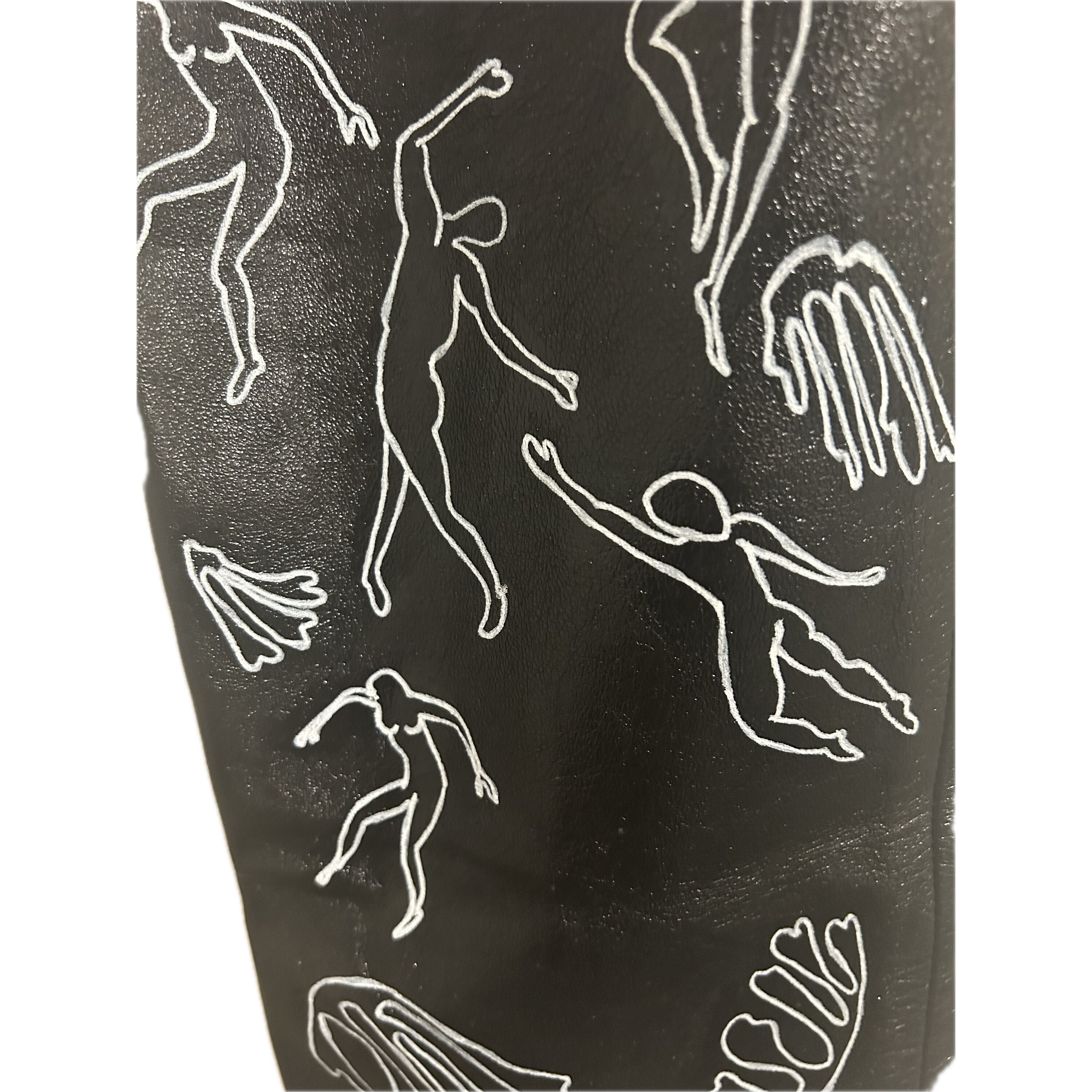 Matisse-inspired Hand-painted Vintage Leather Pants - Unique Artistic ...