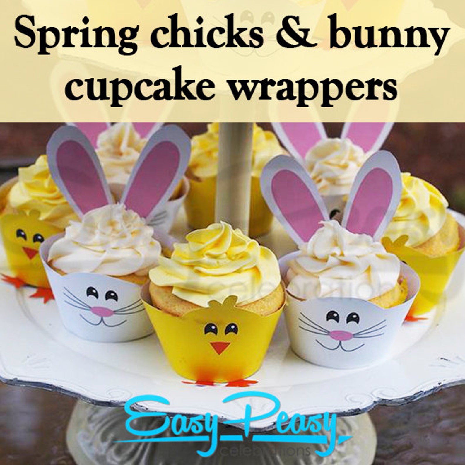 Spring Chicks and Bunny Cupcake Wrappers - Etsy