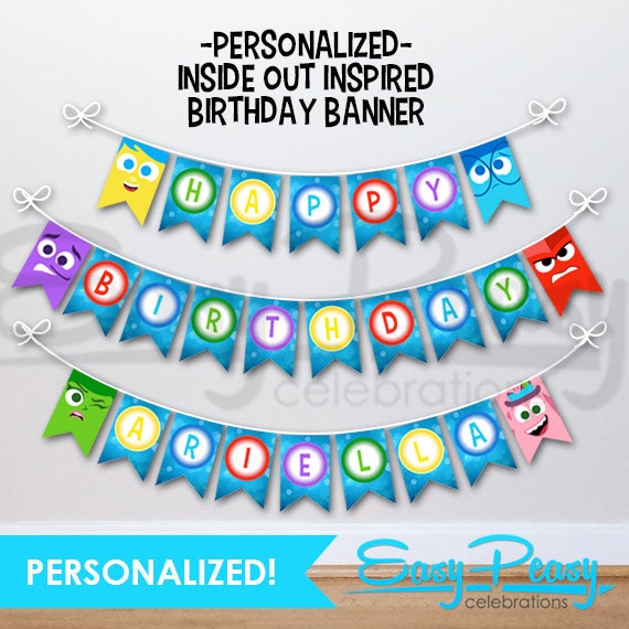 Personalized - Inside Out (Inspired) Birthday Banner by Easy Peasy ...