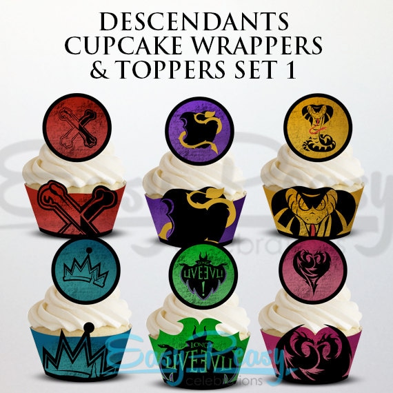 Descendants Cupcake Wrappers & Toppers | Etsy