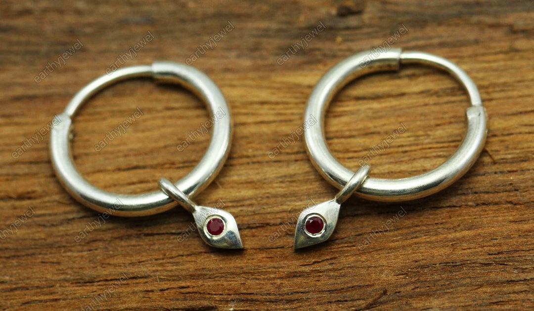 Natural Ruby Earrings Gem Stone Ruby Star Dangle Hoop Stud Earring 925 Sterling Silver or Gold ...