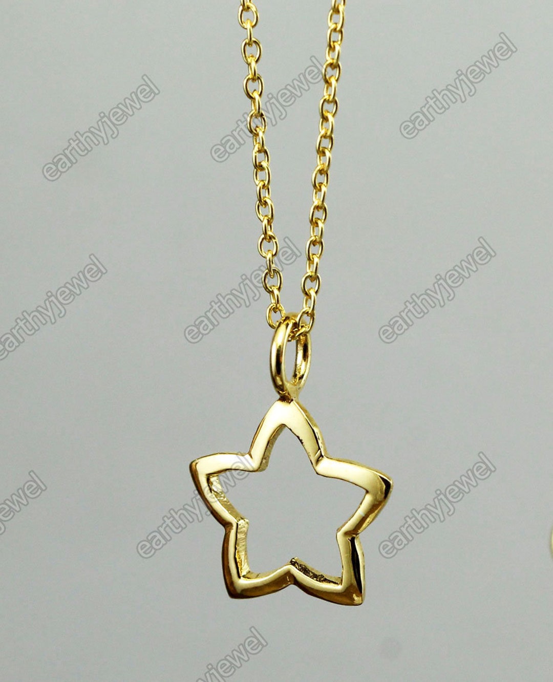 Star Shape Necklace 925 Sterling Silver or Gold Vermeil Charm - Etsy
