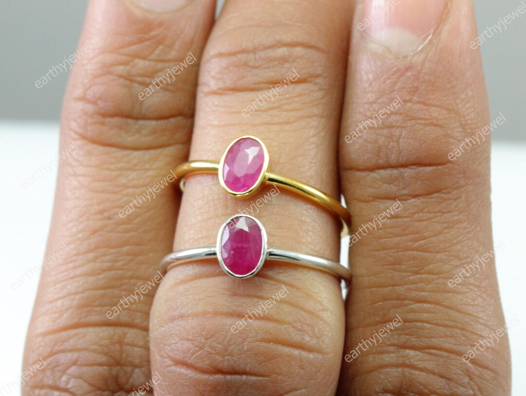 Bague en argent sterling en rubis naturel juillet Cadeaux en pierre de ...
