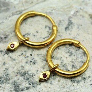 Natural Ruby Earrings Gem Stone Ruby Star Dangle Hoop Stud Earring 925 Sterling Silver or Gold ...