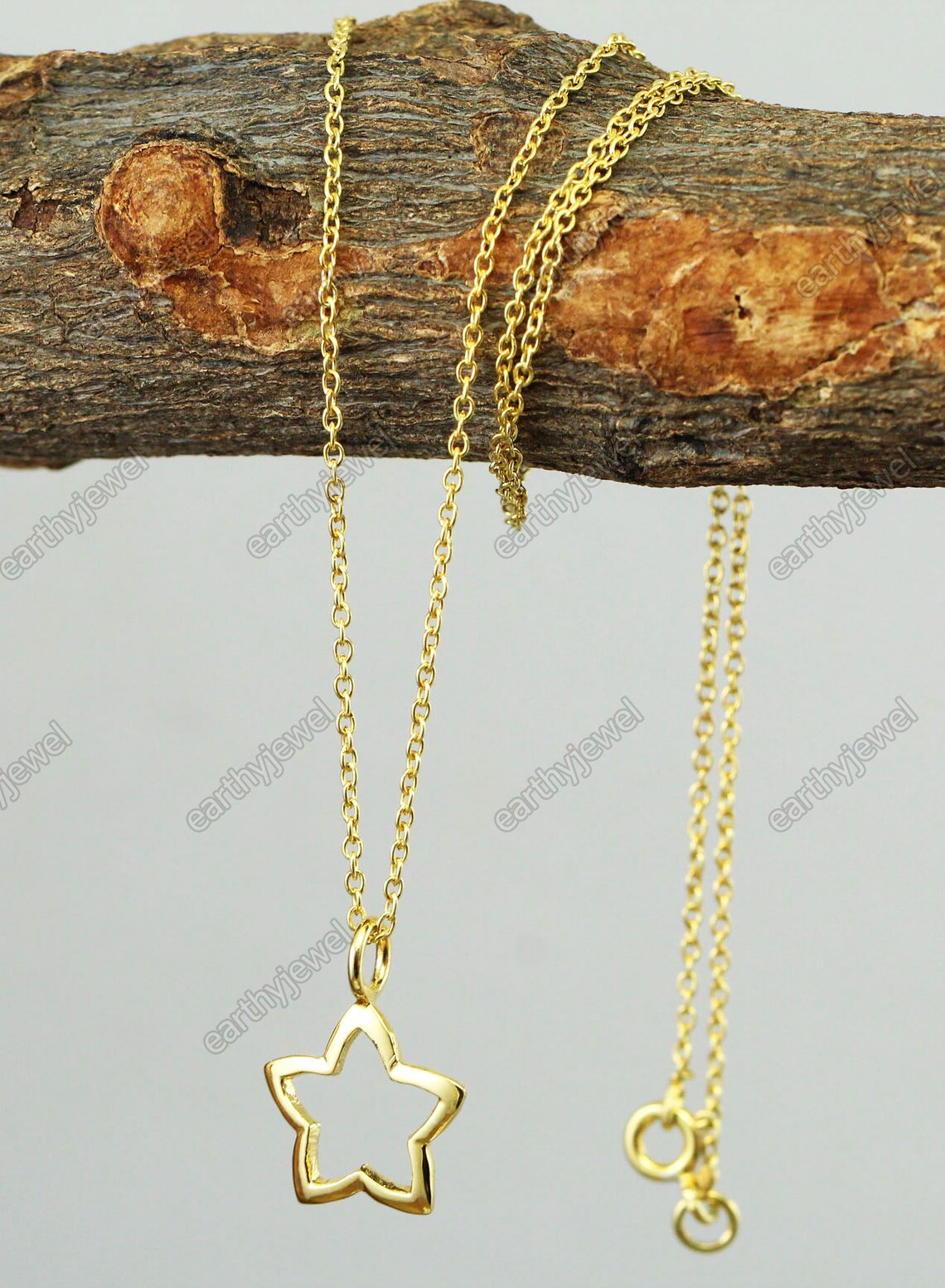 Star Shape Necklace 925 Sterling Silver Or Gold Vermeil Charm | Etsy