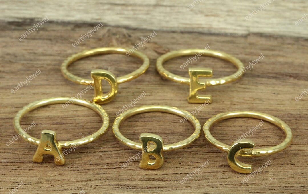 Initial 925 Sterling Silver Ring Letter Name Non-adjustable Dainty Ring ...
