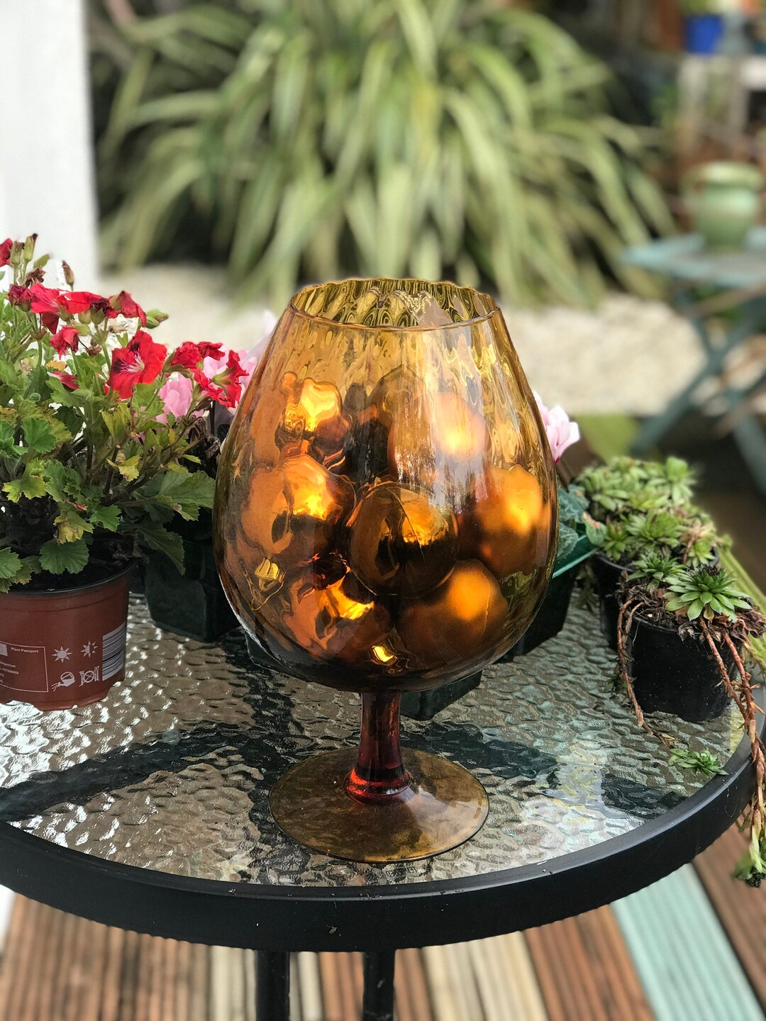 Vintage Large Oversize Brandy Balloon Glass Amber Retro Mid Century - Etsy