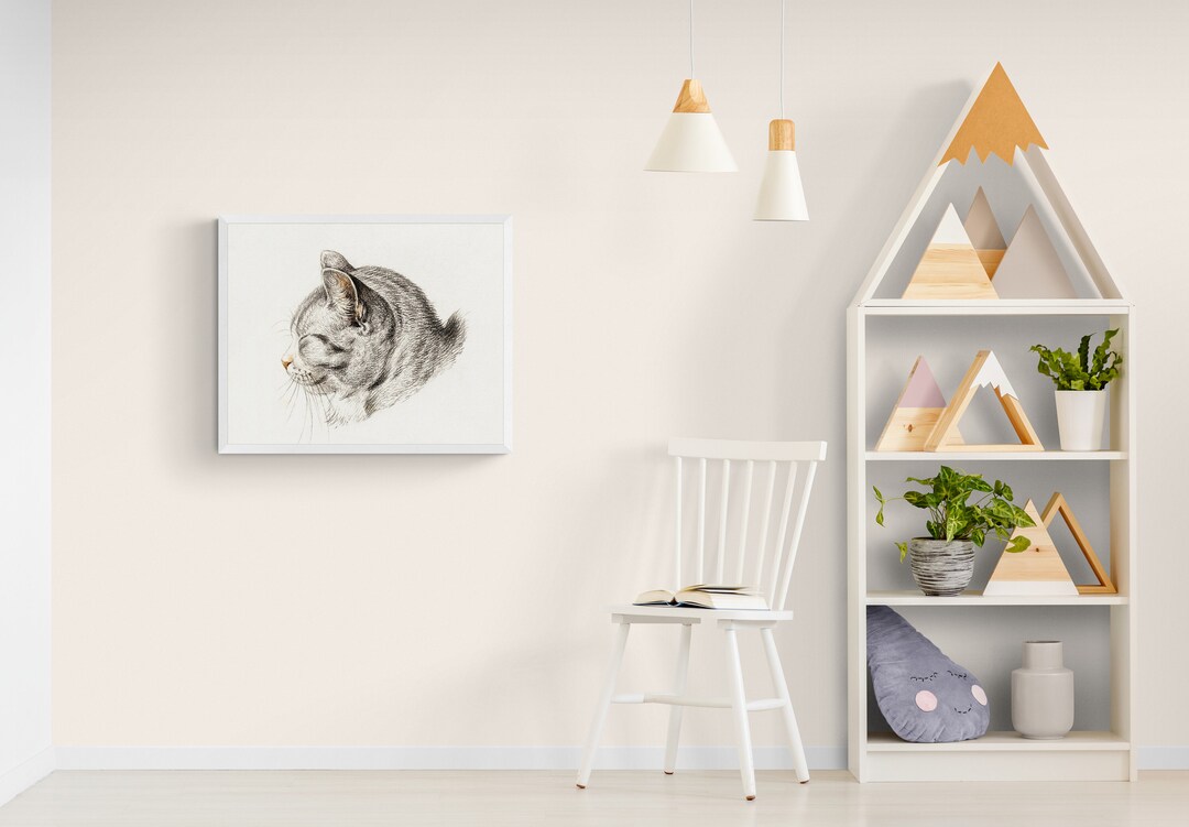 A4 Sleeping Tabby Cat Wall Art Print Vintage Interior Decor Size - Etsy