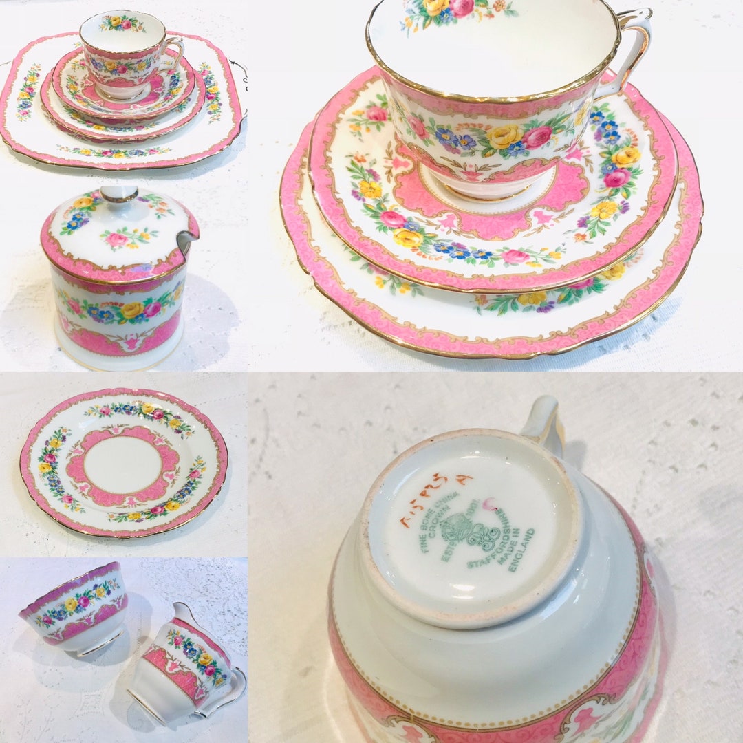 Pink Vintage Tea Set by Crown Staffordshire English Afternoon - Etsy
