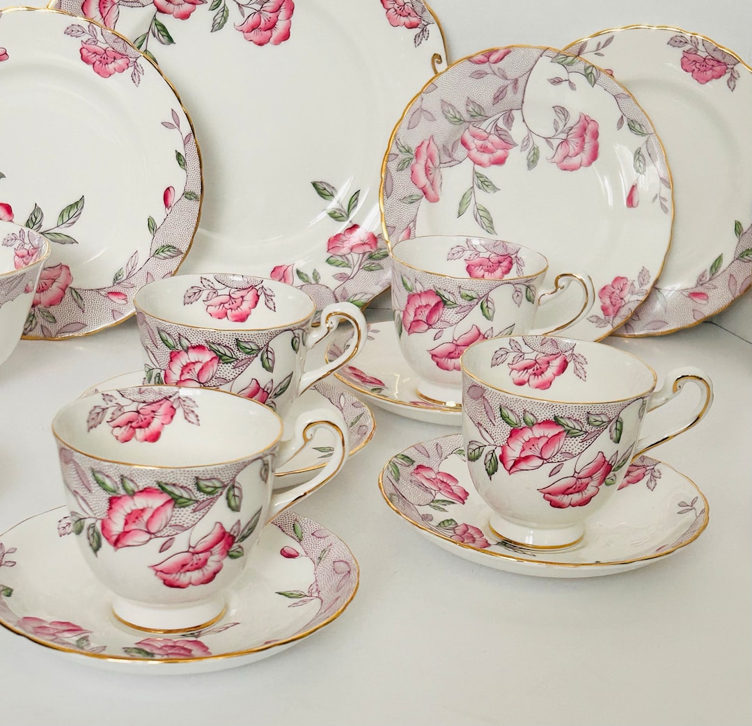 Pretty Pink Vintage Tea Set by New Chelsea English Bone China for ...