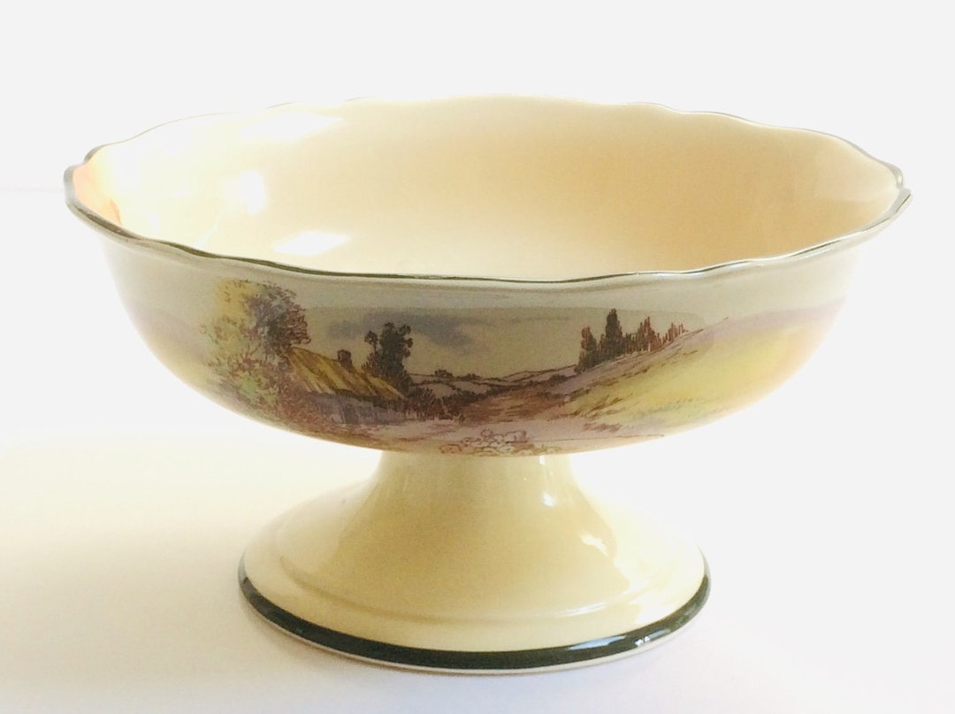 Royal Doulton Pedestal Raised Fruit Bowl Vintage Rustic England Series ...