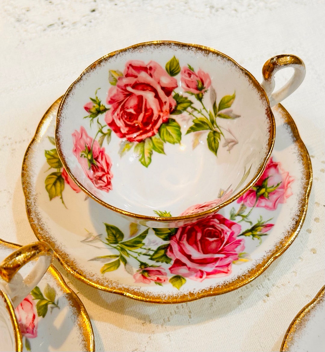 Pink Roses - Vintage Pink Rose Teacup & Saucer Set English Afternoon ...