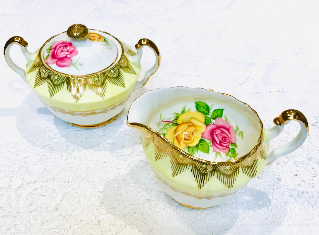 Imperial China Yellow Milk Jug and Lidded Sugar Bowl With Large Yellow ...