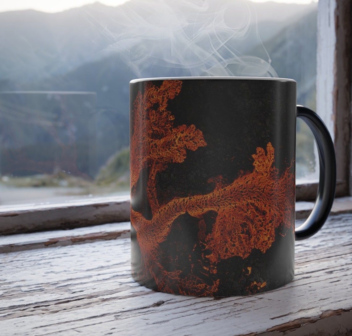 Lava Lake - Volcano - Color Morphing Coffee Mug - Heat Reactive Design ...
