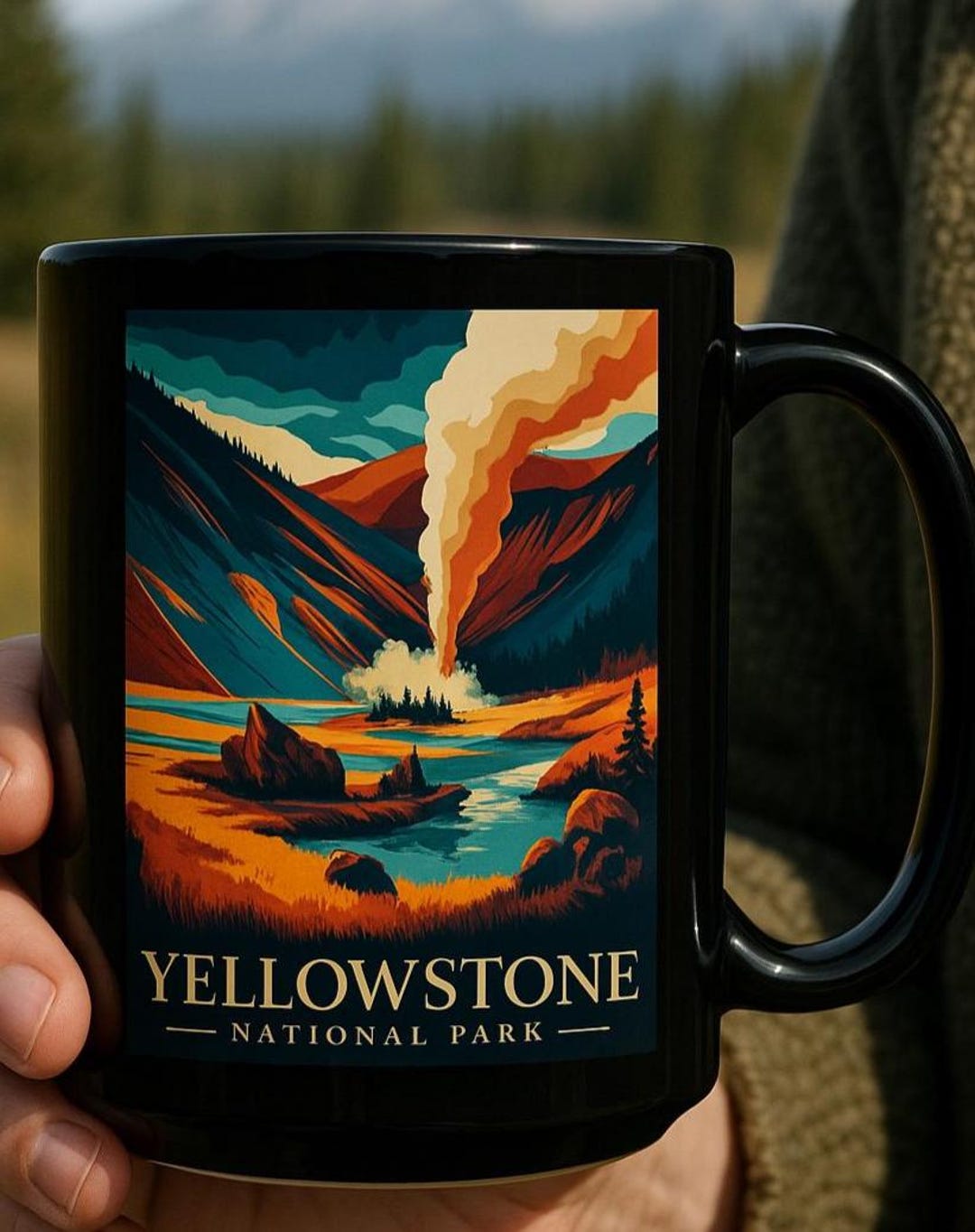 Yellowstone National Park • Retro Hiking Coffee Cup • Vintage Nature ...