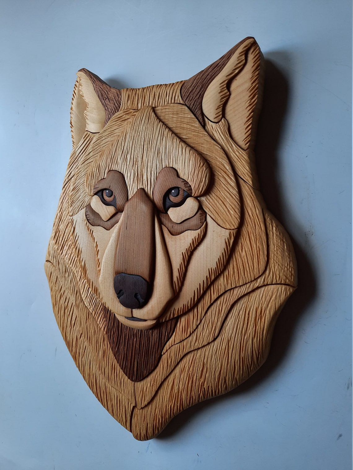 Wolf Wildlife Art/wolf Intarsia/wolf Wood Wallhanging/wolf Wood ...