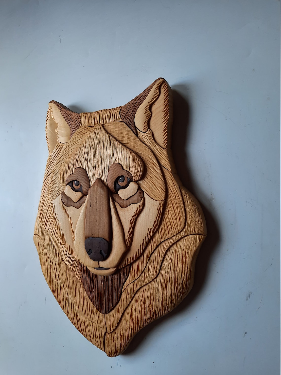 Wolf Wildlife Art/wolf Intarsia/wolf Wood Wallhanging/wolf Wood ...