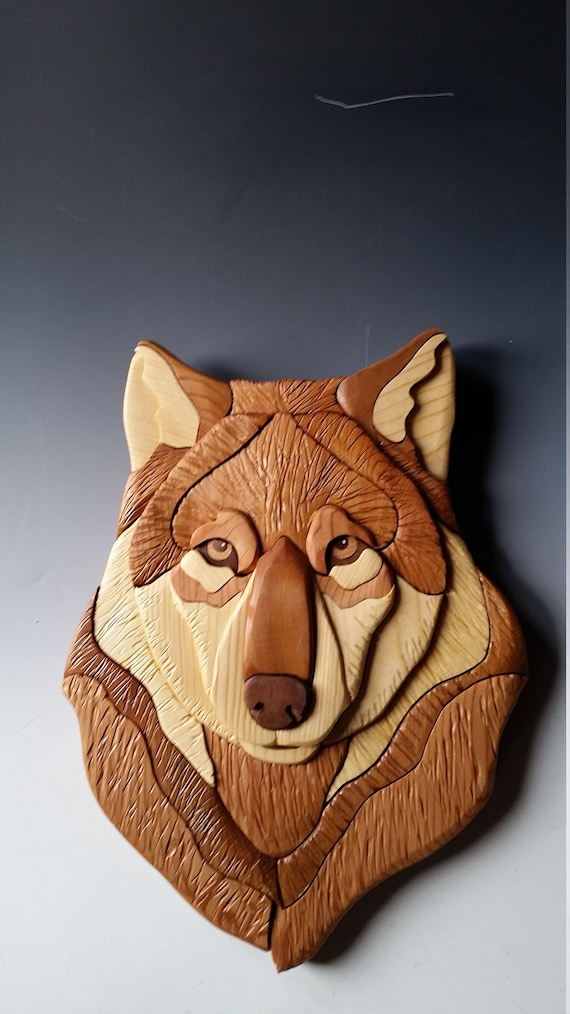 Wolf Wildlife Art/Wolf Intarsia/Wolf Wood Wallhanging/Wolf | Etsy