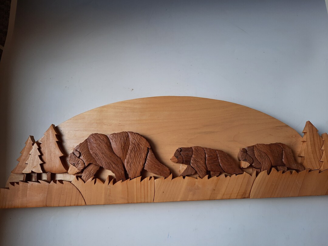 Walking Bears/bear Intarsia Wallhanging/ Bear Wood Intarsia/wildlife ...