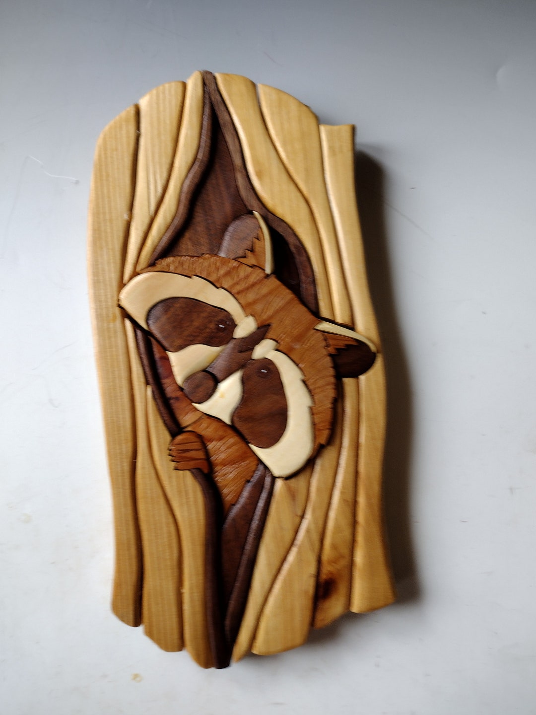 Racoon/wallhanging/intarsia - Etsy