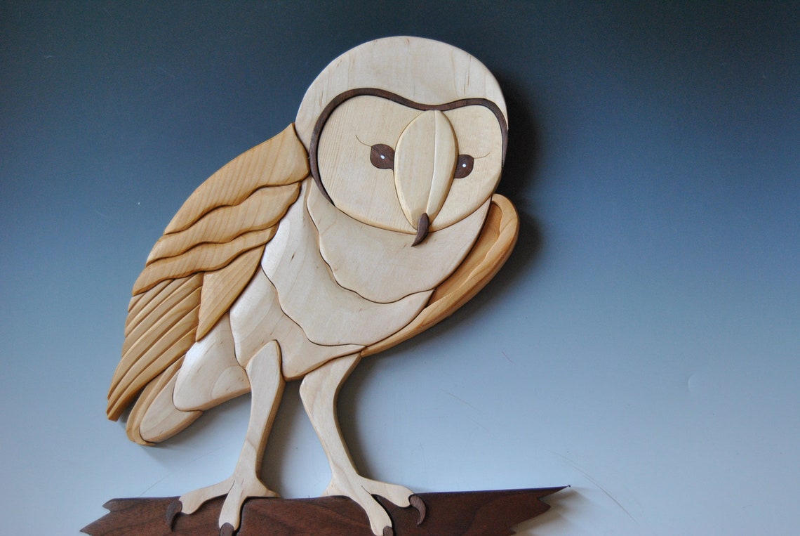 Barn Owl Wood Sculpture/intarsia Wood Barn Owl/handmade Owl/wildlife ...