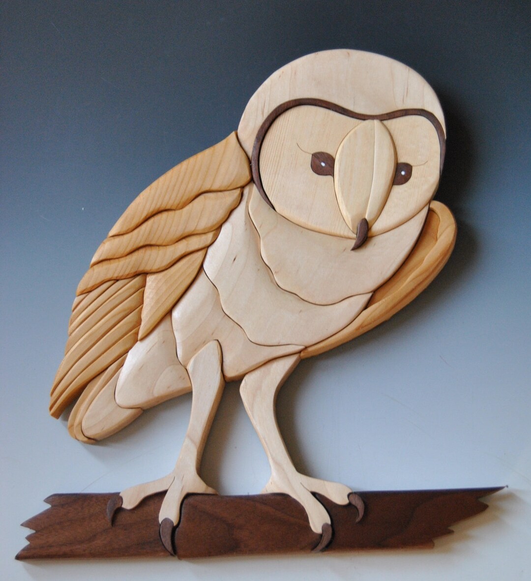 Barn Owl Wood Sculpture/intarsia Wood Barn Owl/handmade Owl/wildlife ...