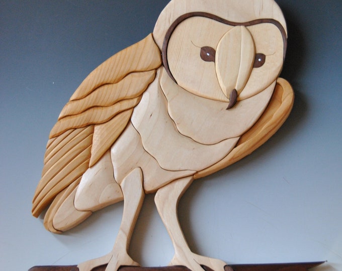 Barn Owl Wood Sculpture/intarsia Wood Barn Owl/handmade Owl/wildlife ...