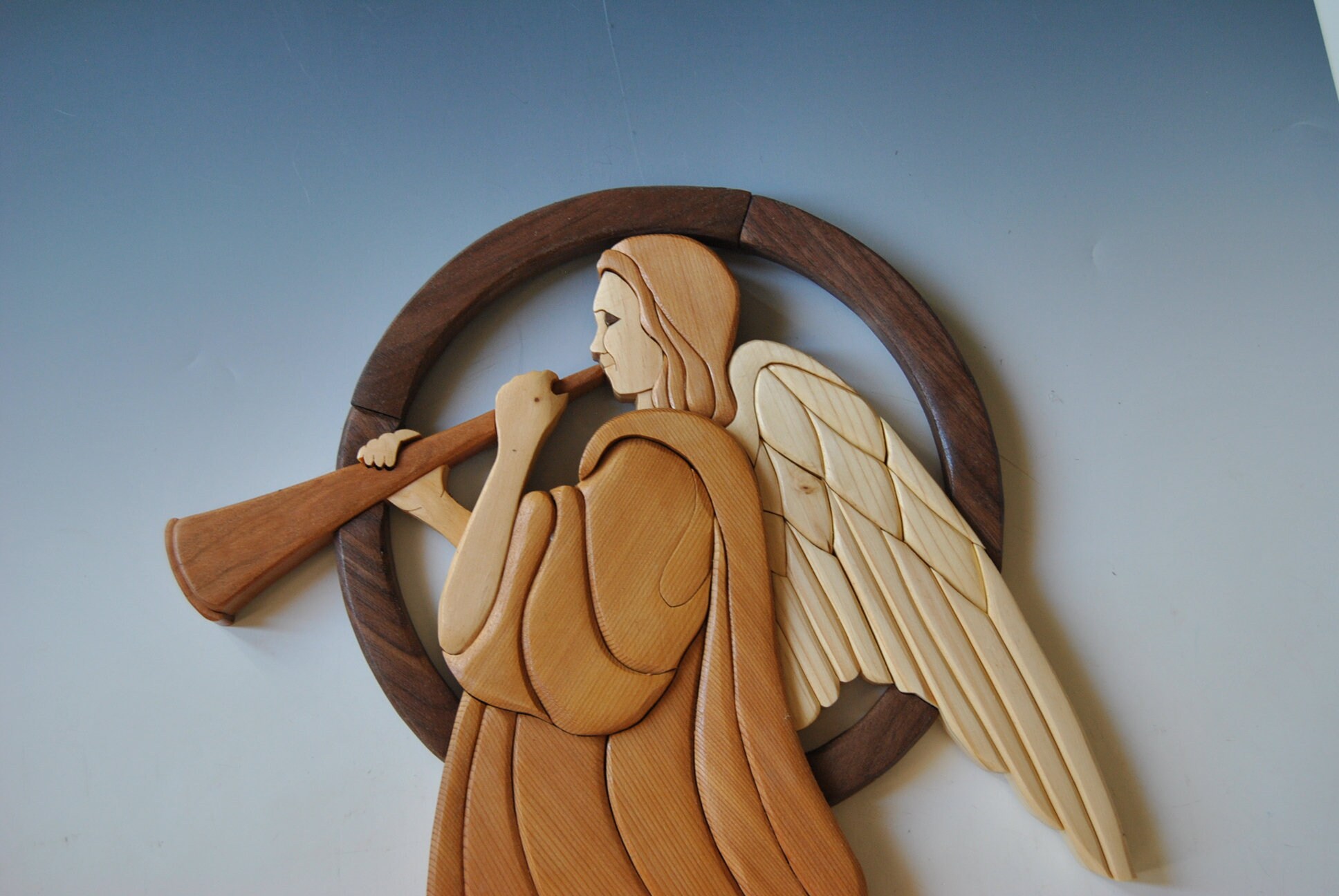 Angel Wood Sculpture/wood Mosaic/intarsia/ 22" by 14" - Etsy