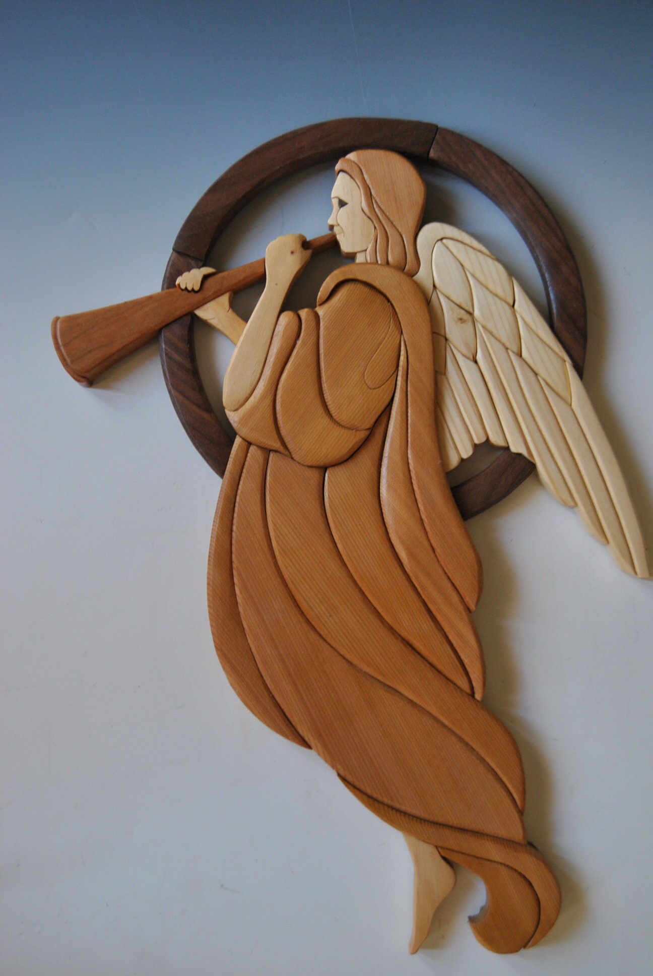 Angel Wood Sculpture/wood Mosaic/intarsia/ 22" by 14" - Etsy