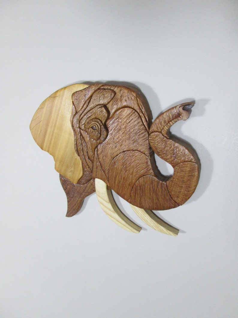 Elephant Wood /african Elephant Wildlife/elephant Intarsia /elephant ...