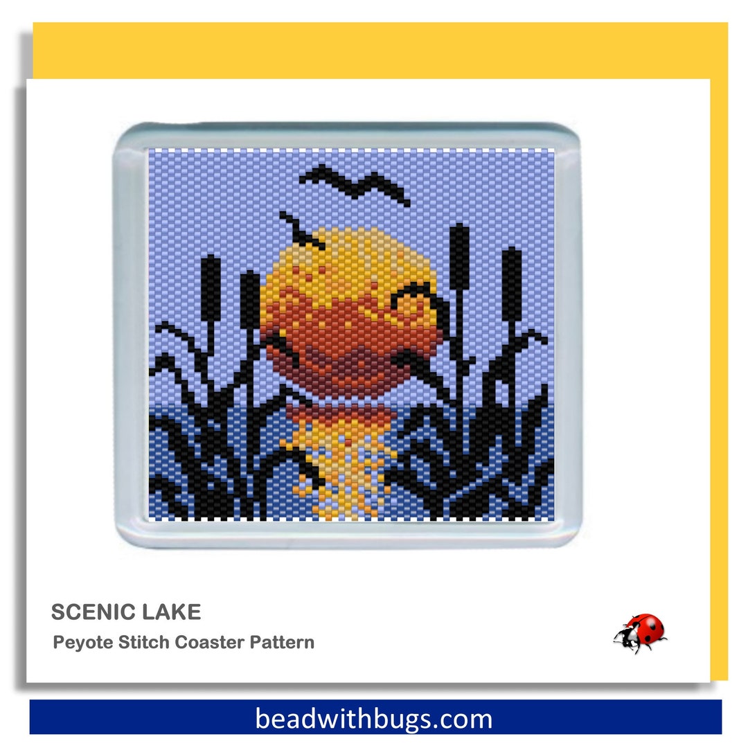 SCENIC LAKE: Peyote Stitch Beaded Coaster Pattern by Bead With Bugs - Etsy