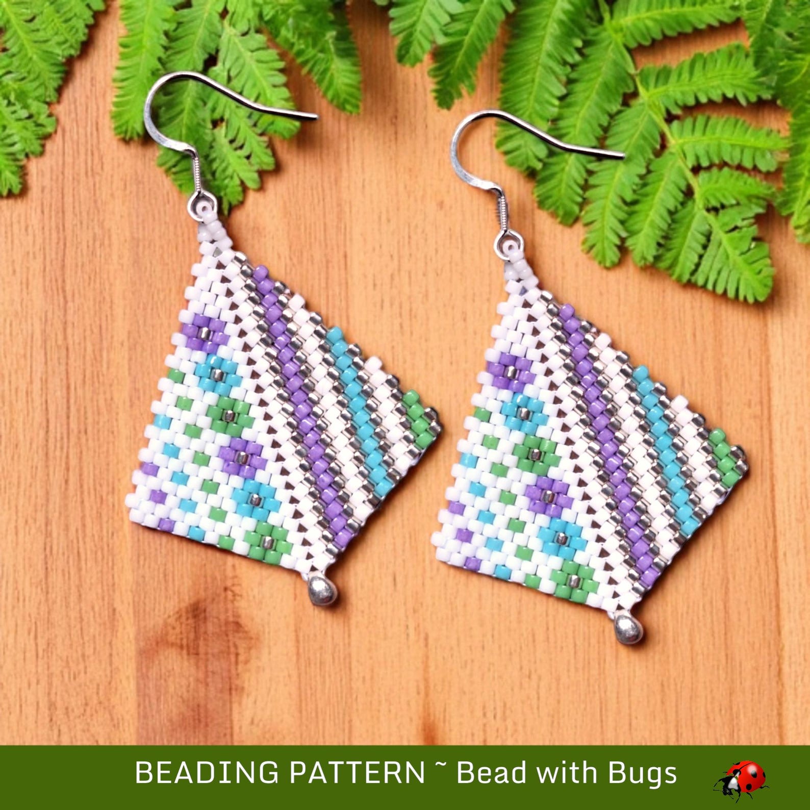 Peyote Stitch, Kite Earring Beading Pattern by Bead With Bugs, April ...