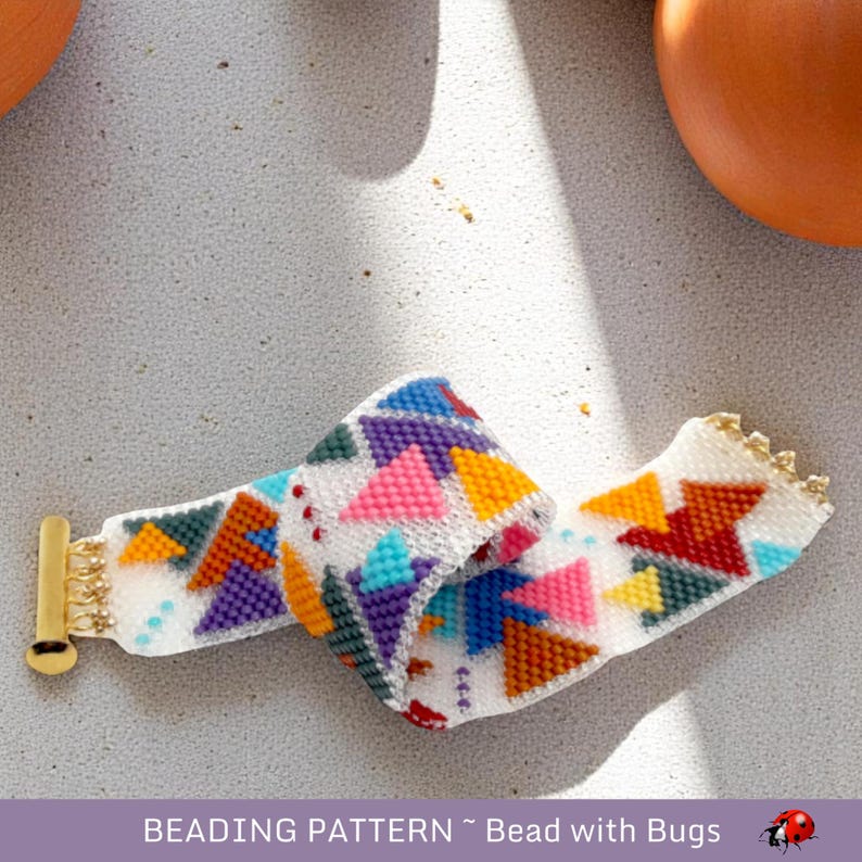 Peyote Stitch Beaded Bracelet Pattern, Triangle Design (PDF) - Etsy ...