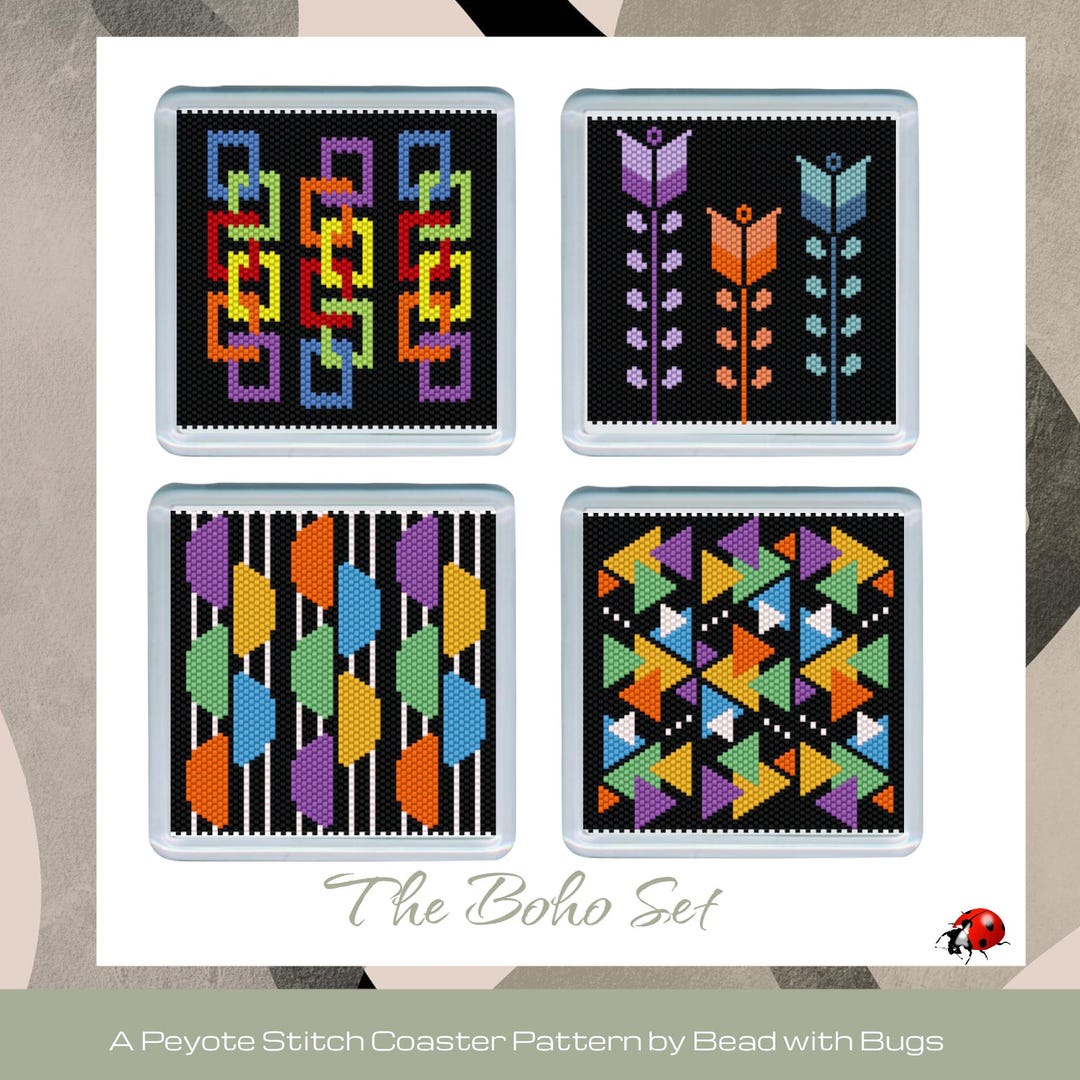 THE BOHO SET: Peyote Stitch Beaded Coaster Pattern by Bead With Bugs - Etsy